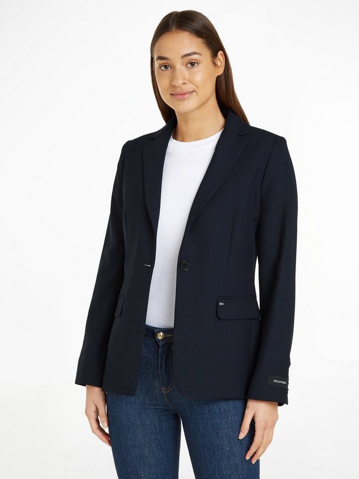 Tommy Hilfiger Kurzblazer Regular Sb Blazer Mit Logostickerei Blau Weiß