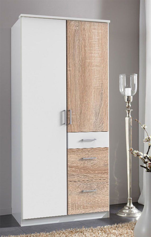 Wimex Drehtürenschrank Click 1 St 90cm Eiche Sägerau Weiß