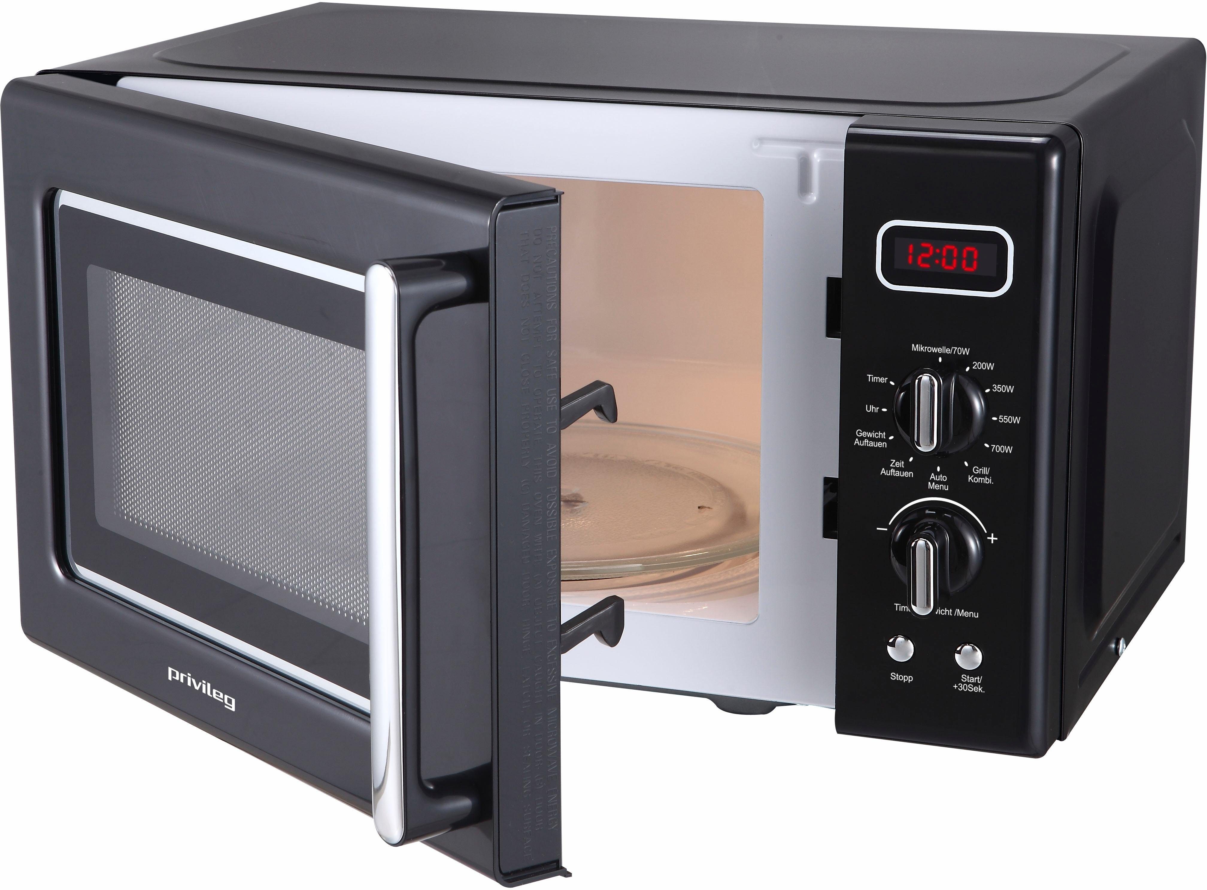 Privileg Mikrowelle, mit Grill, 20 Liter Garraum, 700 Watt, schwarz ...
