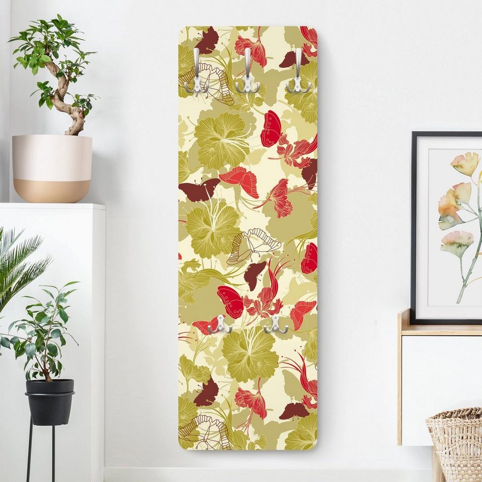 Bilderdepot24 Garderobenpaneel Design Blumen Floral Kunst Muster