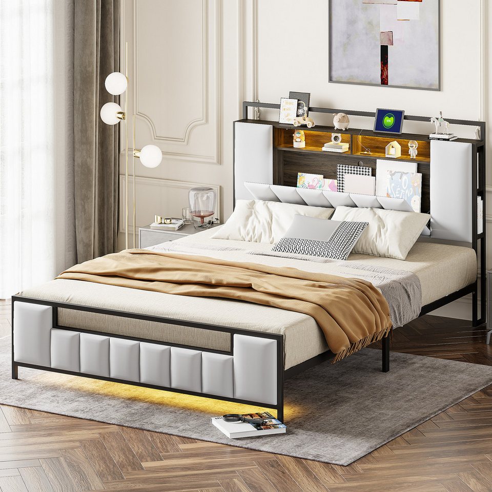 Gotagee Polsterbett Doppelbett Led 160x200cm Jugendbett