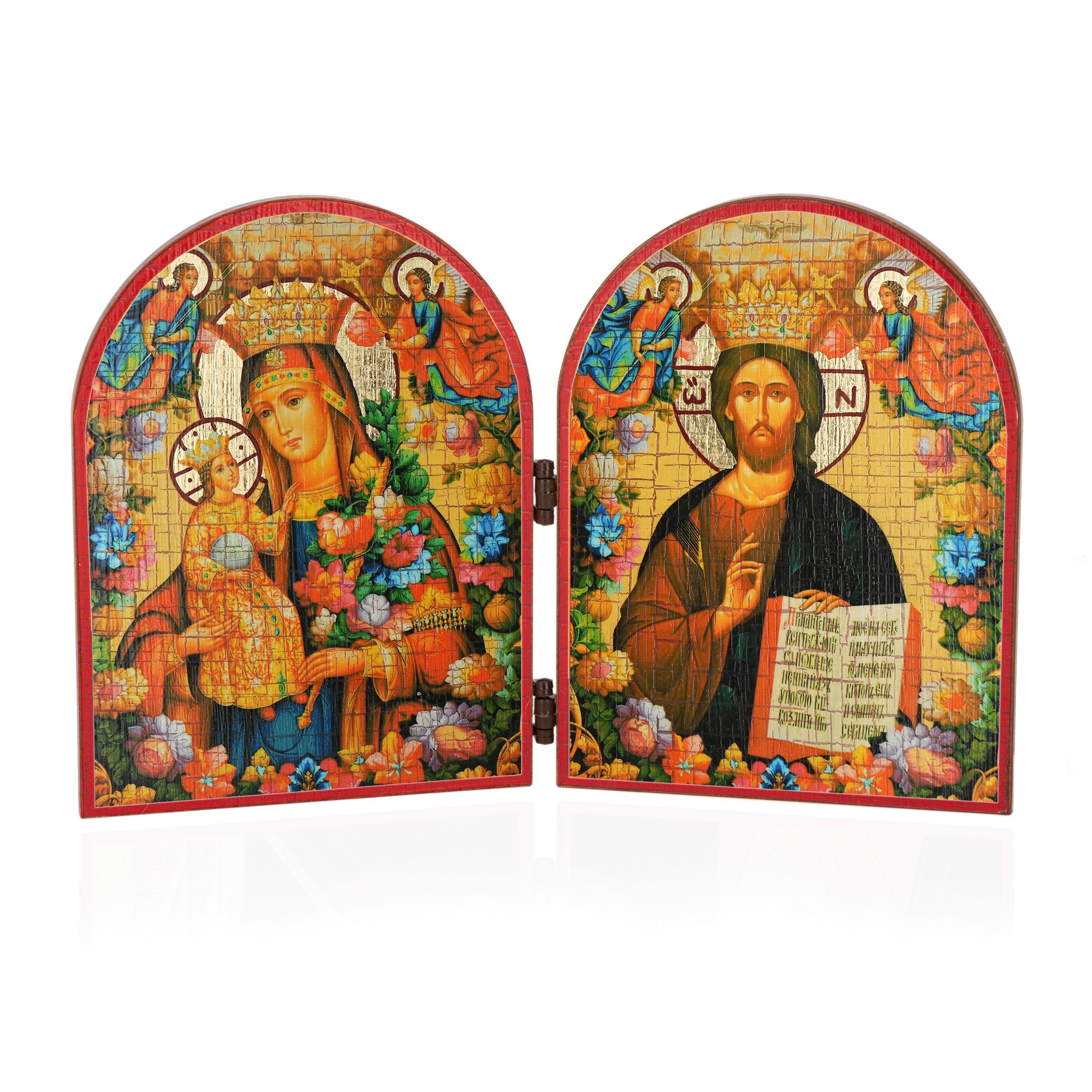 NKlaus Bild Gm Nicht Verwelkende Blume und Jesus Christus Ikone Diptychon 23,5x16, Religion