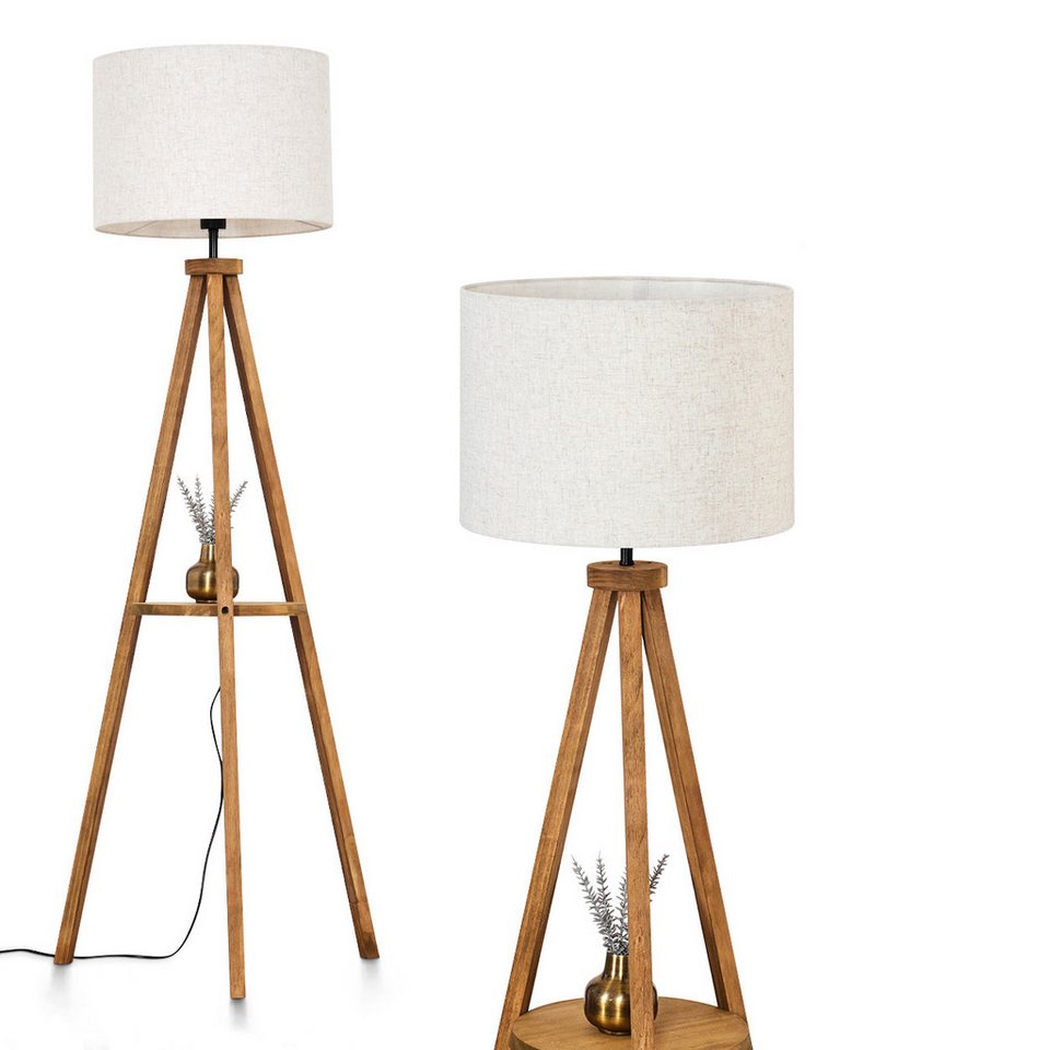 Hofstein Stehlampe Stehlampe Aus Holzstoff In Naturfarbenbeige Höhe