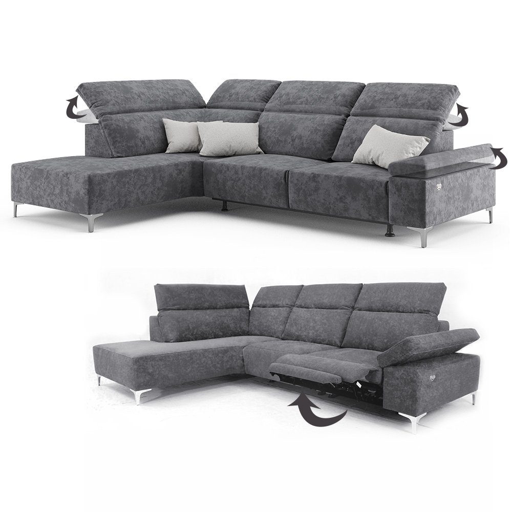 VitaliSpa® Ecksofa Loungesofa Boxspringsofa James Anthrazit ...