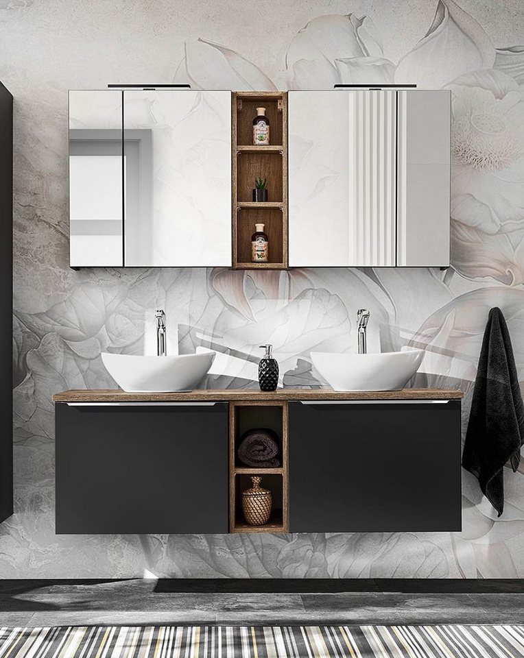 Einfachgutemoebel Waschtisch Set Badezimmer Noirette 140cm Set 3 Tlg