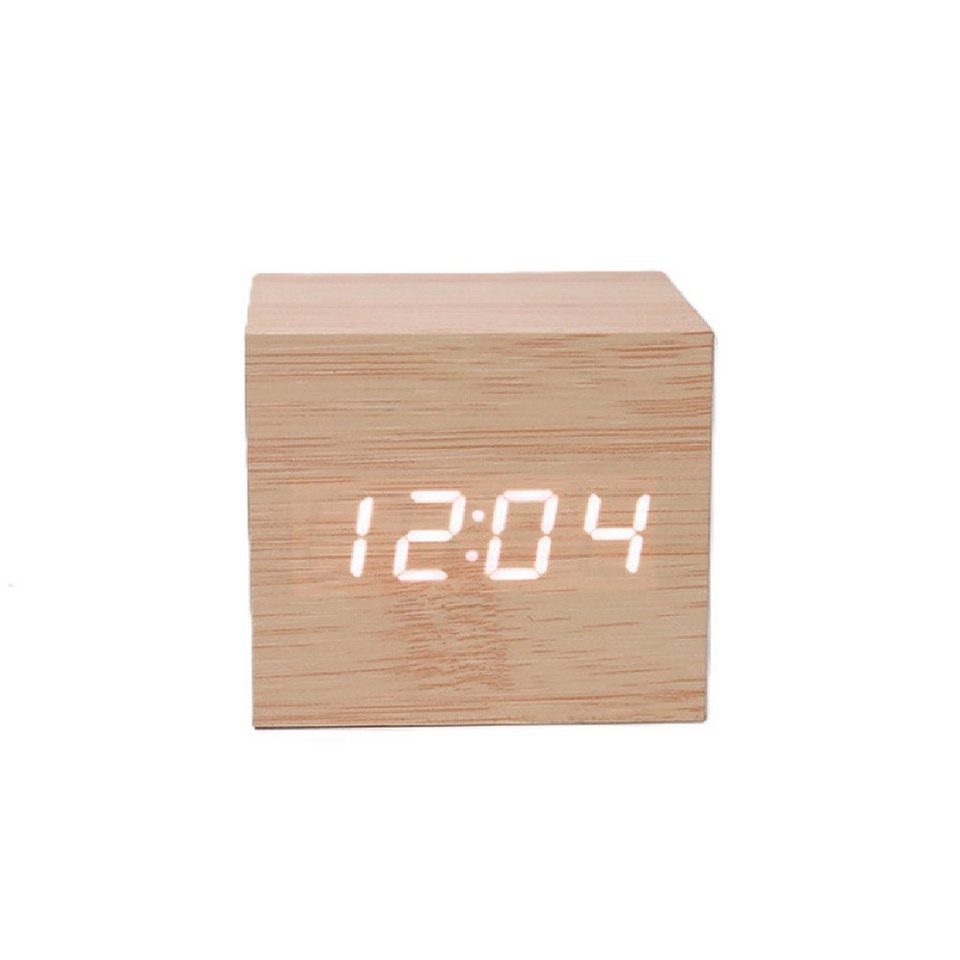 Dopwii Wecker Holzwecker Mit Vier Helligkeitsstufen Datums Und