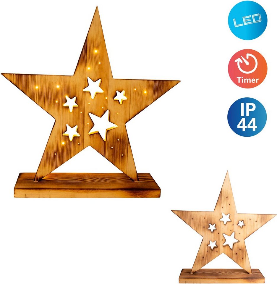 Näve Led Dekoobjekt Led Holzstern H 49cm Weihnachtsdeko Aussen Ein