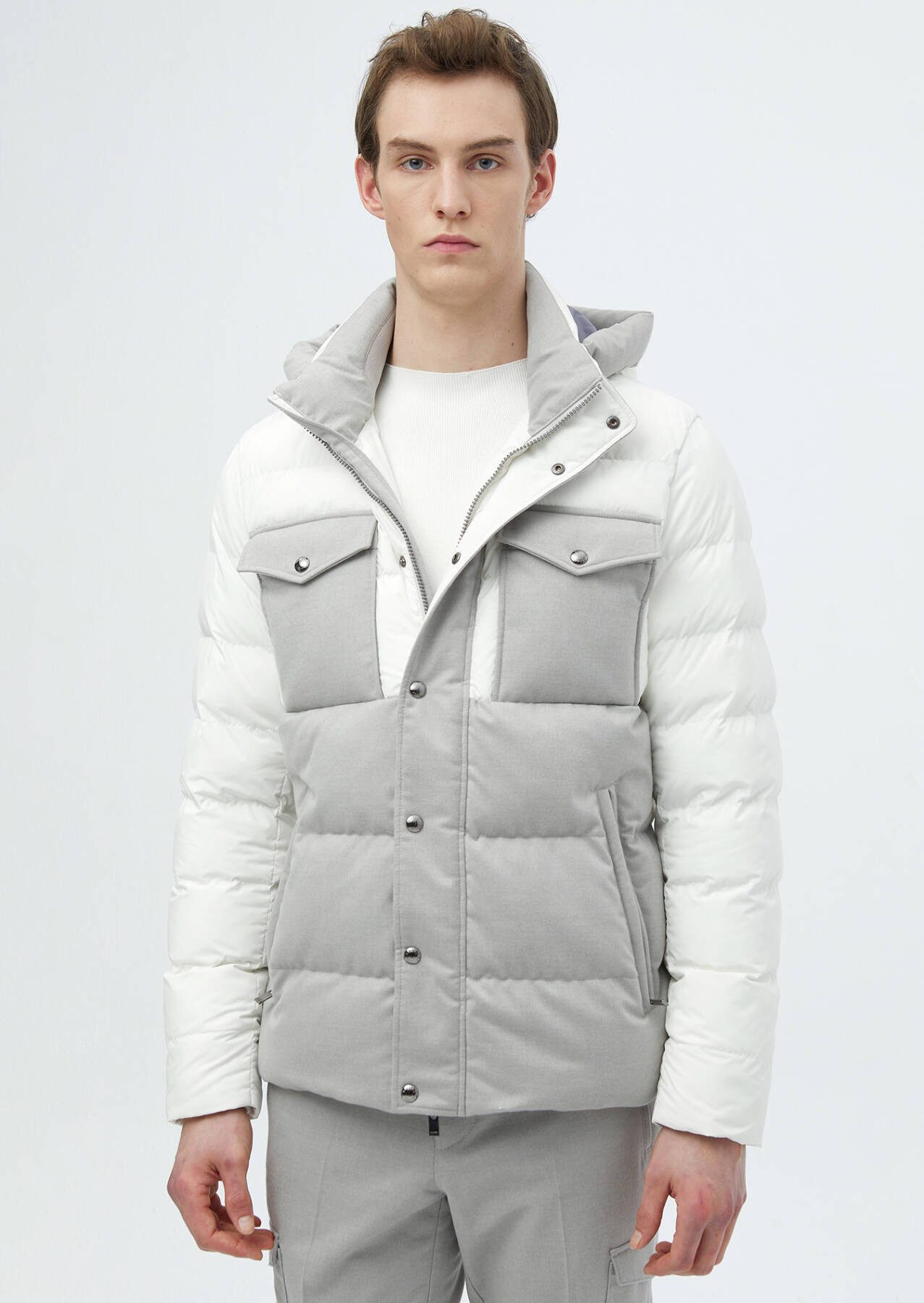 RAMSEY Winterjacke Weißes Webmantel