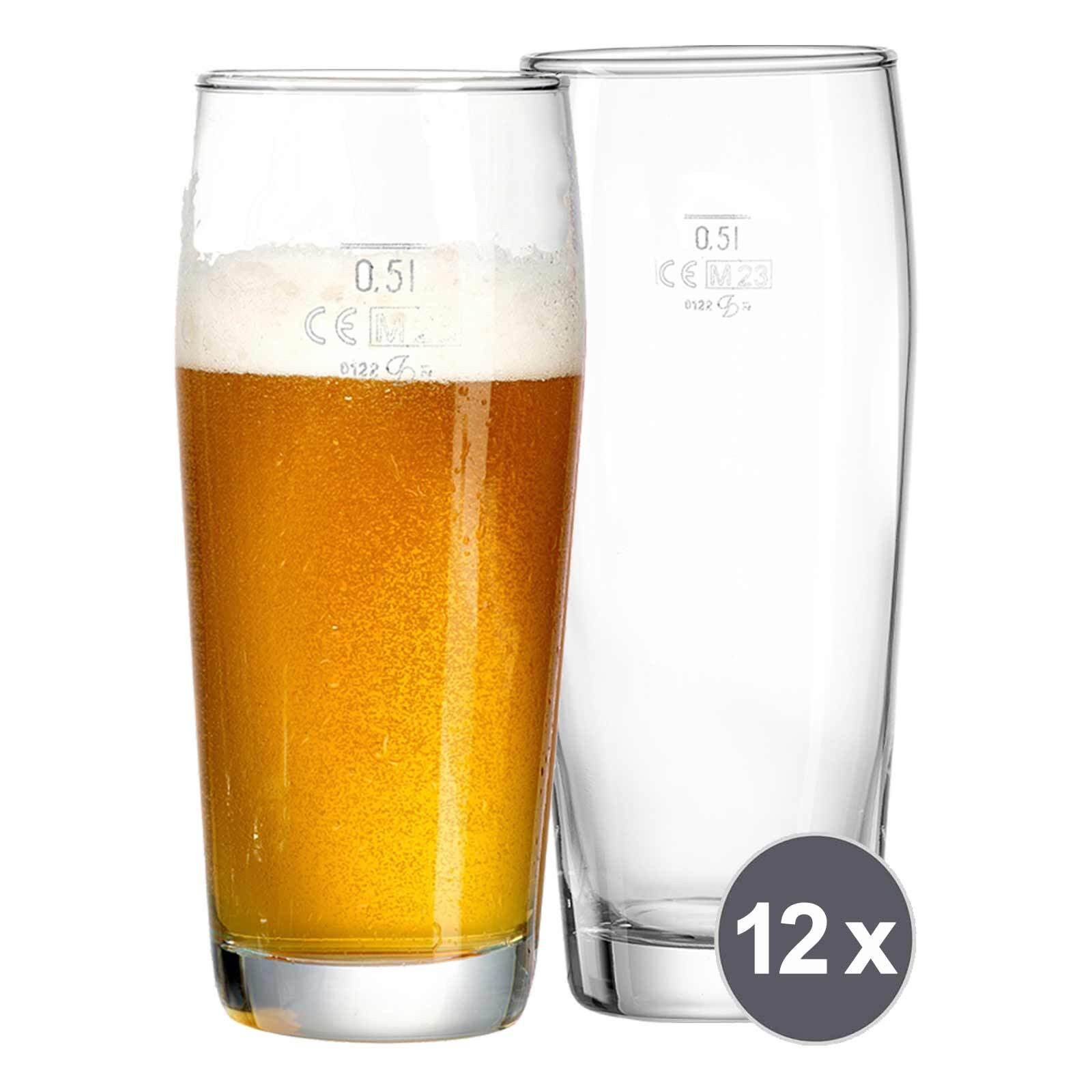 Ritzenhoff & Breker Bierglas Willi Biergläser 0,5 Liter 12er Set, Glas