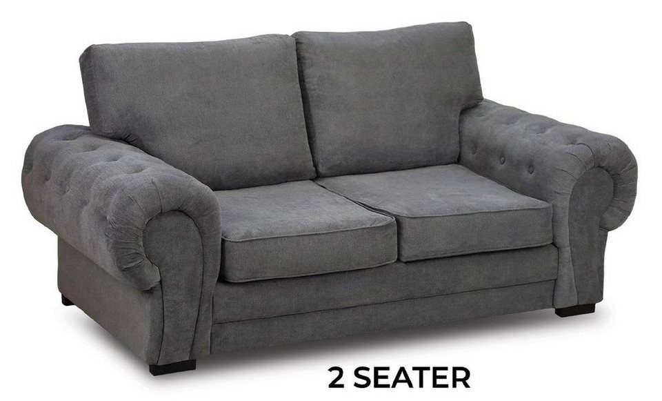 Jvmoebel Sofa Luxus Grauer Chesterfield Zweisitzer Polstermöbel Design