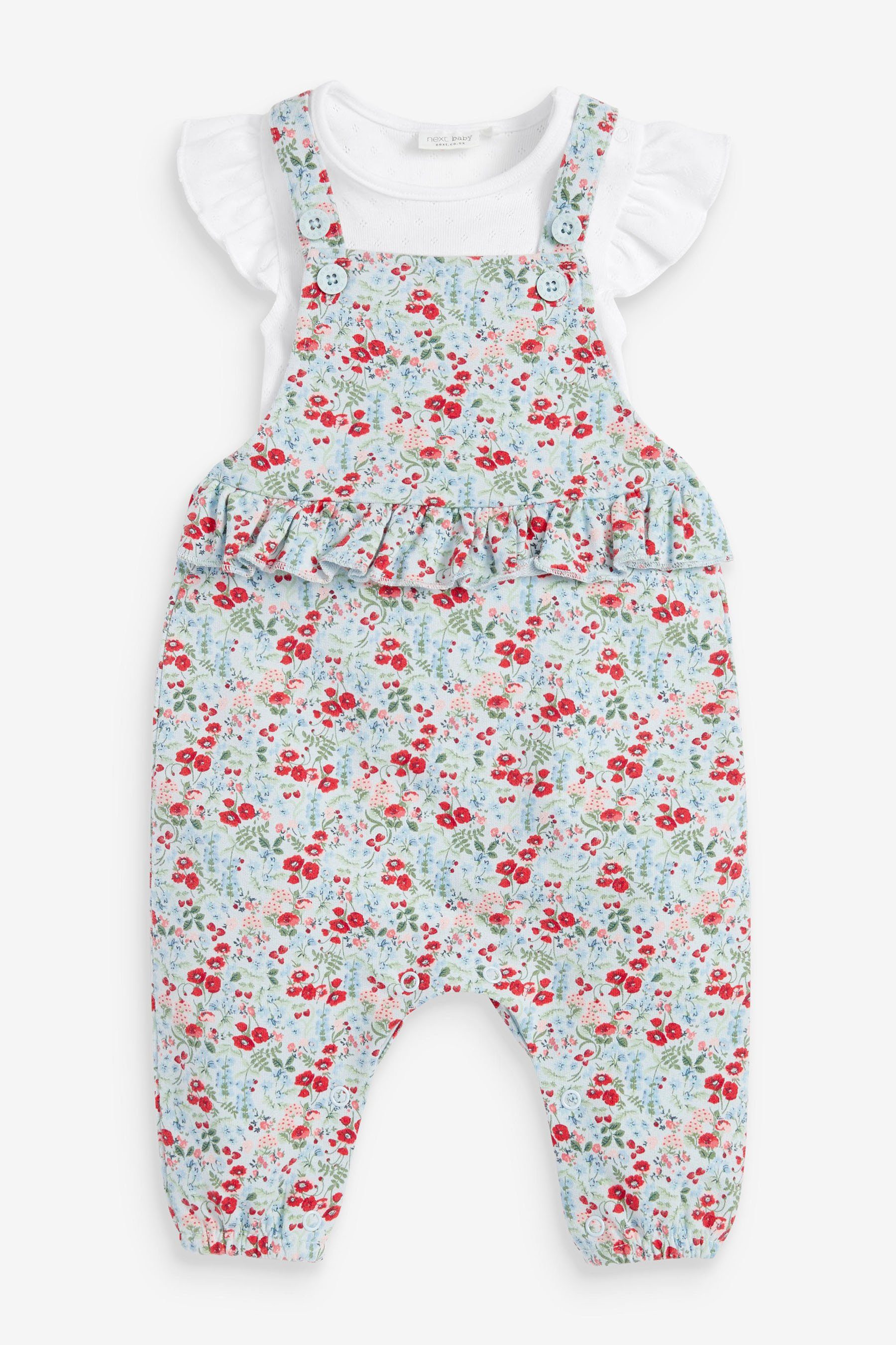 Next Latzhose Set Mit Latzhose Mit Blumenmuster Und Bodysuit 2 Tlg