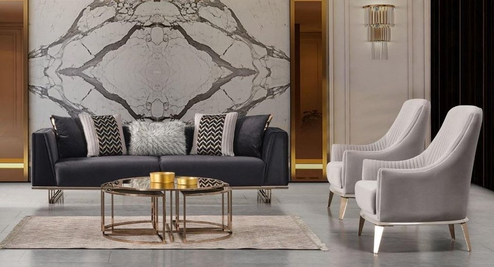 Jvmoebel Wohnzimmer Set Gruppe Couch Sofas Dreisitzer Sessel Moderne