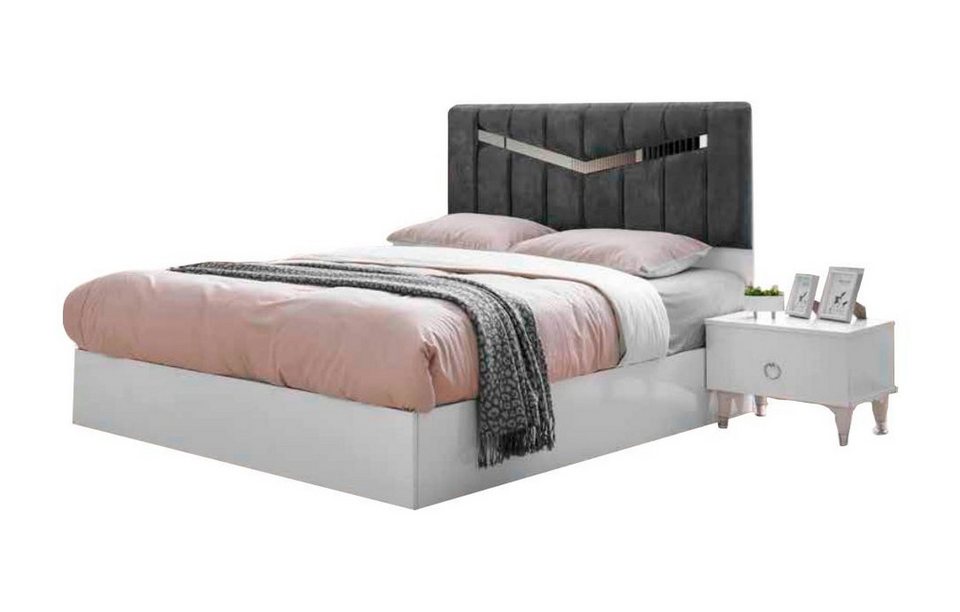 Jvmoebel Bett Weiß Graues Modernes Doppelbett Schlafzimmer Polster Edle