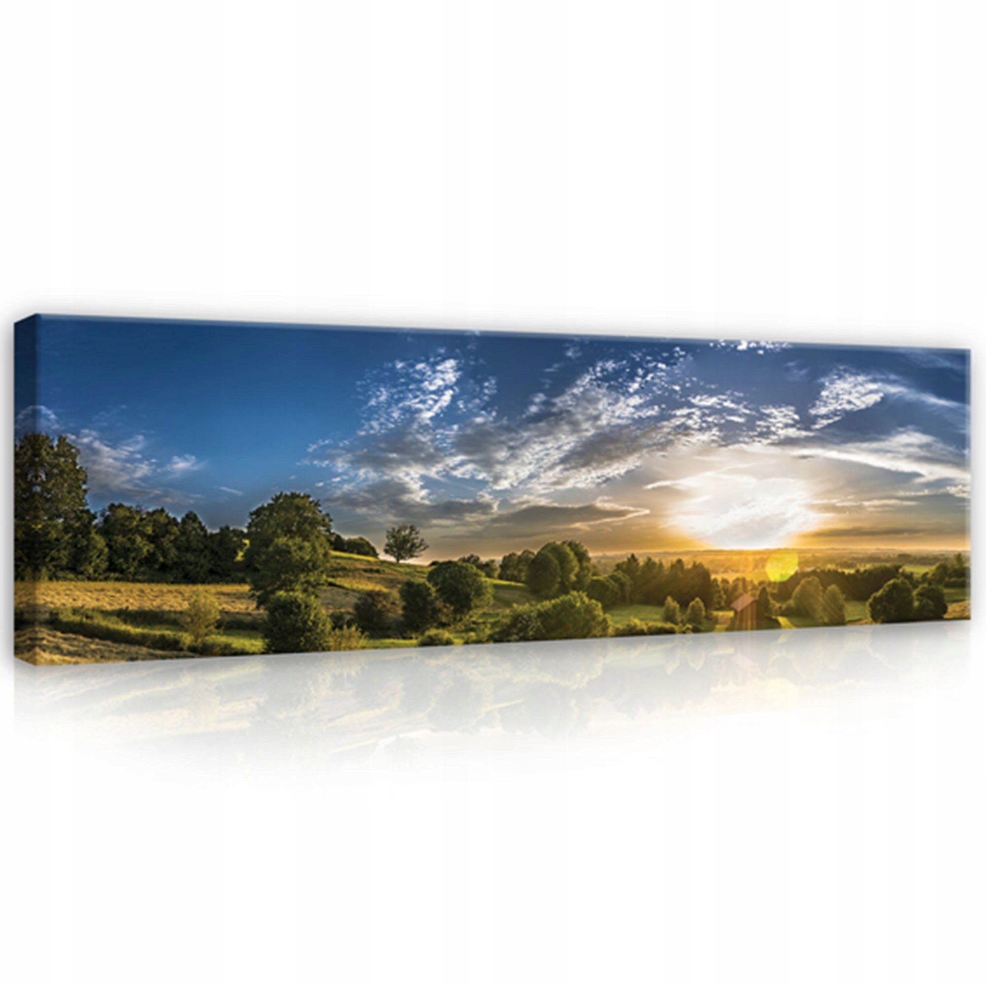 Wallarena Leinwandbild Landschaft Sonne Natur Grün Wandbilder 145x45 cm Groß XXL, Landschaft ...
