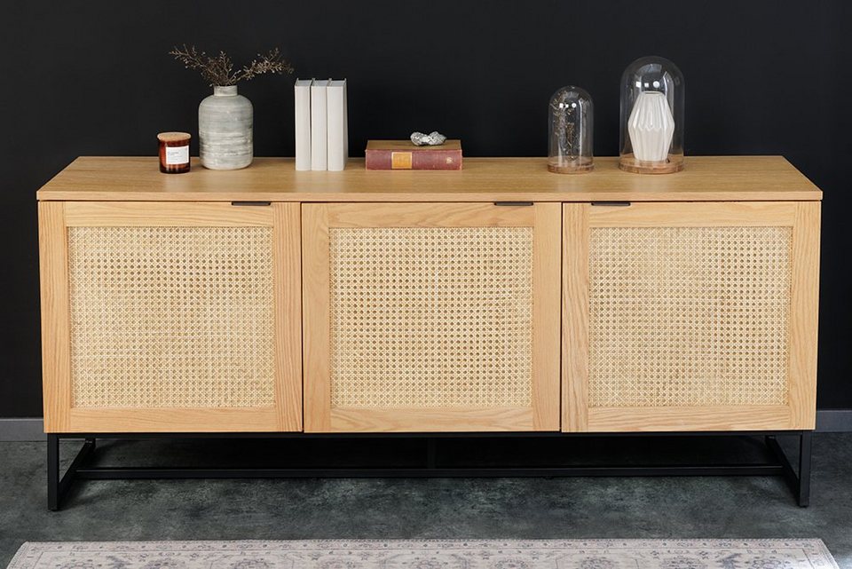 Riess Ambiente Sideboard Vienna 160cm Natur Schwarz 1 St Rattan
