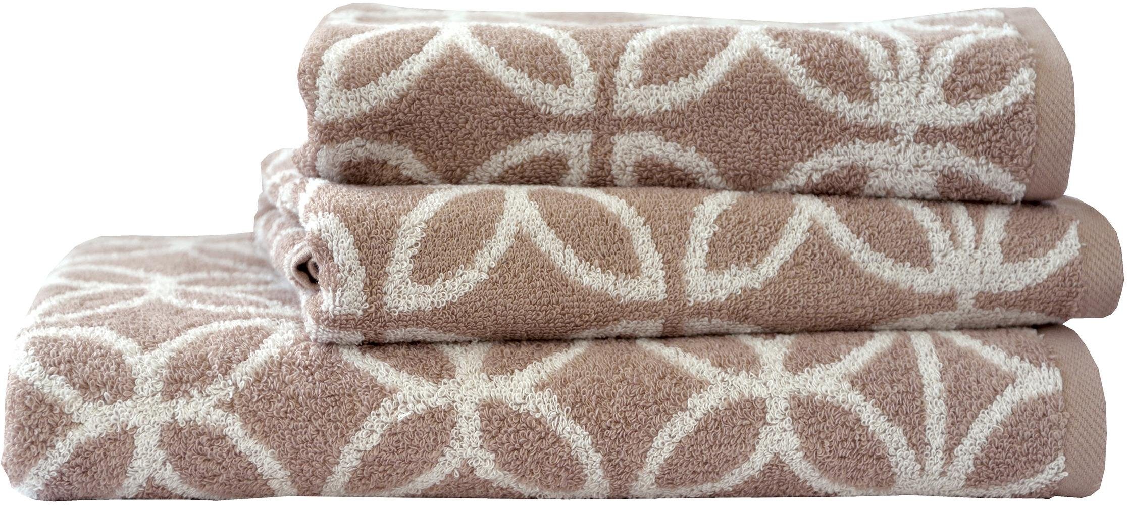 Dyckhoff Handtuch Set Retro Set 3 Tlg Mit Retro Blumen Muster