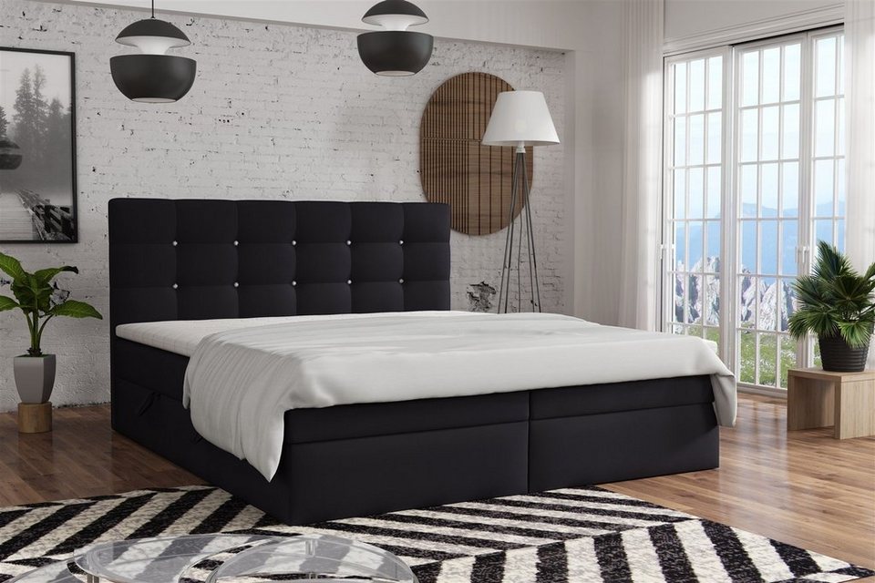 Fun Möbel Boxspringbett Boxspringbett Schlafzimmerbett Basilio In Stoff Incl Bettkästen Inkl