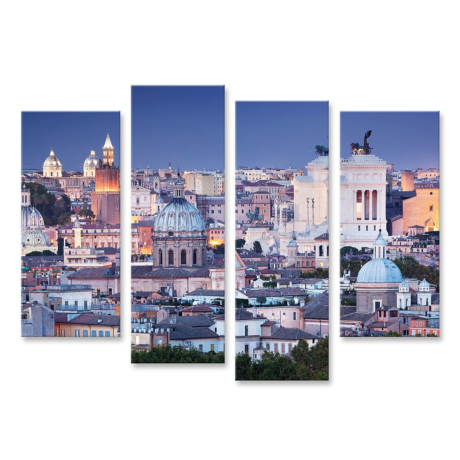 islandburner Leinwandbild Bild auf Leinwand Rom Skyline bei Nacht Italien gesehen von der Piazza