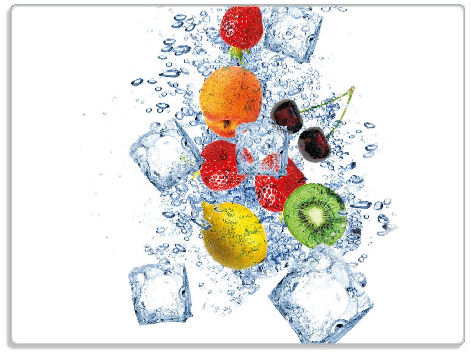 Wallario Schneidebrett Obst Eiswürfel Mix Im Wasser Mit Weißem