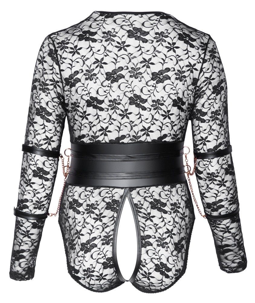 Cottelli Bondage Body-Ouvert Langarm-Body ouvert aus Spitze mit ...