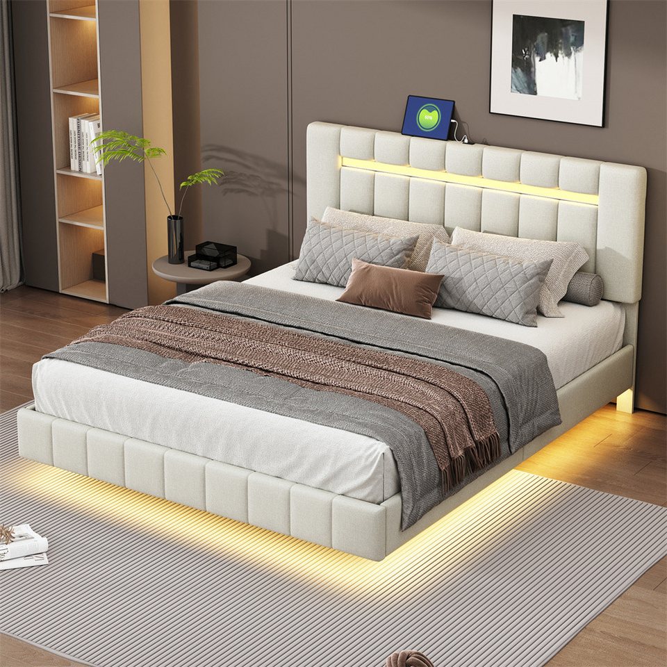 Autolock Polsterbett Polsterbett Gepolsterter Schweberahmen Mit Led