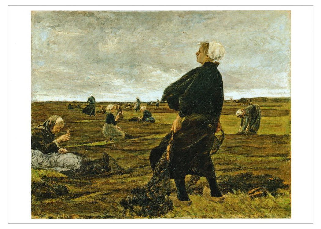 Postkarte Kunstkarte Max Liebermann "Die Netzflickerinnen", Grußkarte