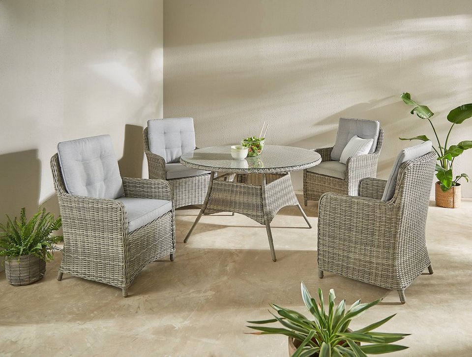 Konifera Garten Essgruppe Venedig Set 5 Tlg 4x Sessel 1x Tisch