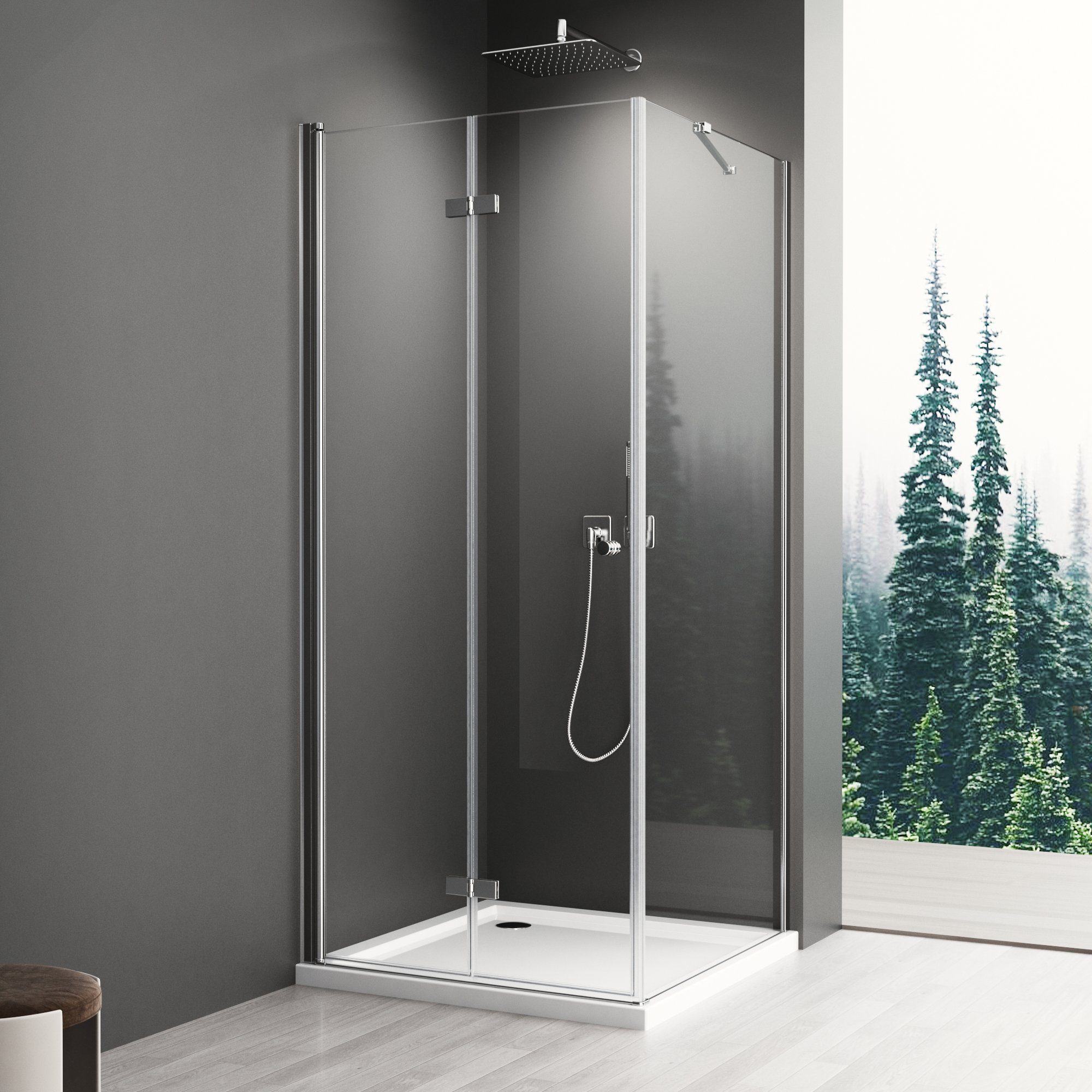 Boromal Eckdusche Eckeinstieg Faltbar Falttür Mit 90cm Seitenwand H