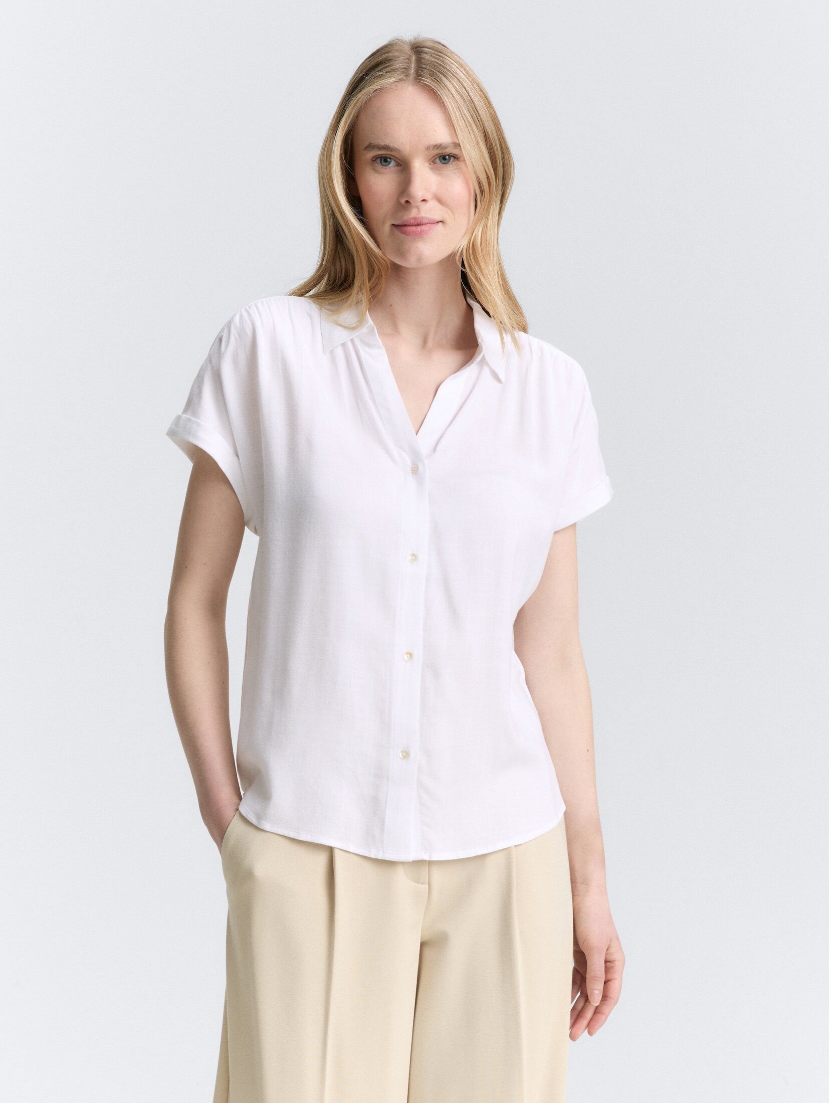 Tom Tailor Kurzarmbluse Loose Fit Bluse Aus Viskose Loose Fit