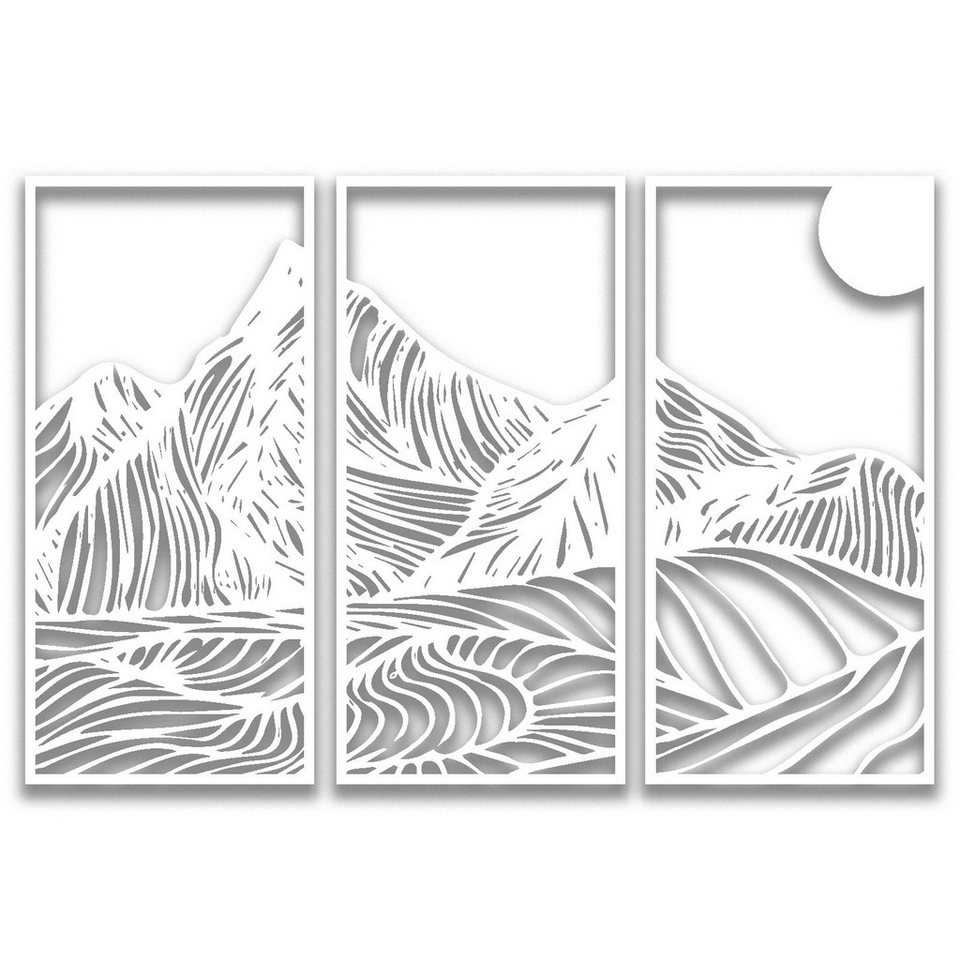 Jumpeak Wanddekoobjekt 3 X Berg Metall Kunst Wanddekorationen
