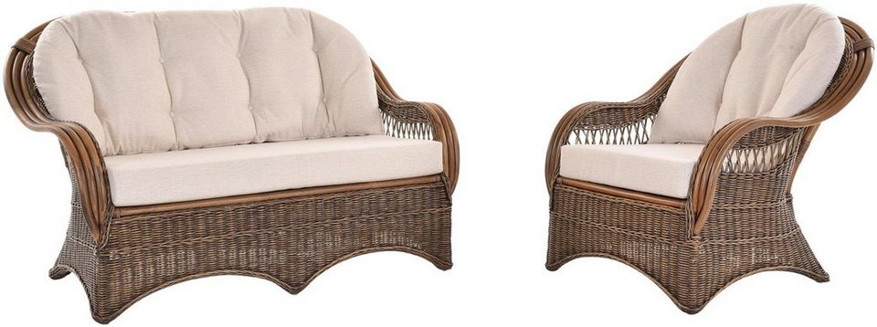 Krines Home Sitzgruppe Bequeme Wintergarten Rattangruppe Ewa Rattanset