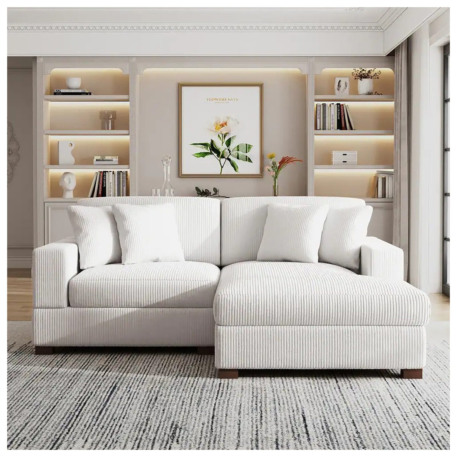 HTI-Living Sofa Couch mit Ottomane Rechts Xenia Beige, Stück 1 Teile ...