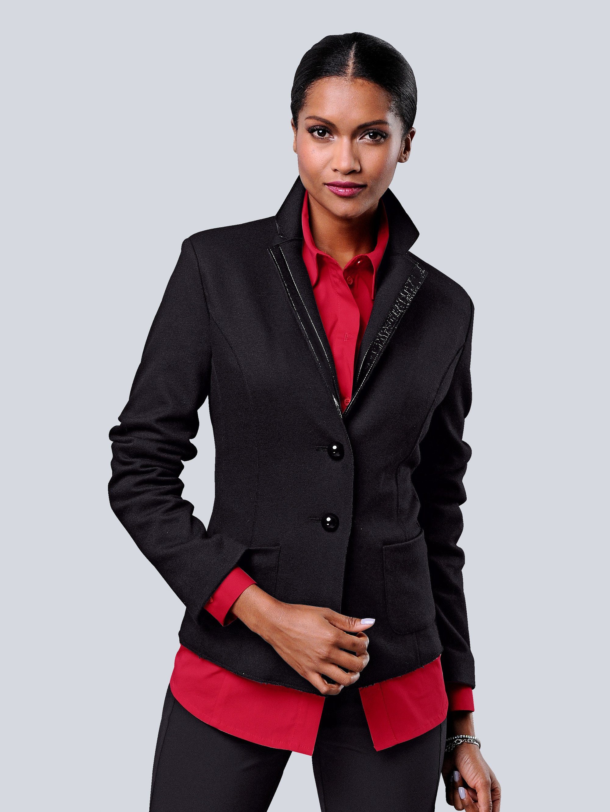 Alba Moda Blazer Mit Lack Paspelierung Softe Qualität Mit Hohem Woll
