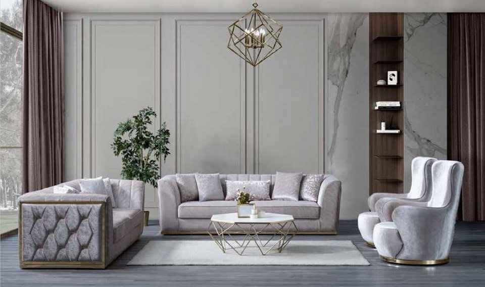 Jvmoebel 3 Sitzer Wohnzimmer Sitzmöbel Luxus Set Dreisitzer Couch
