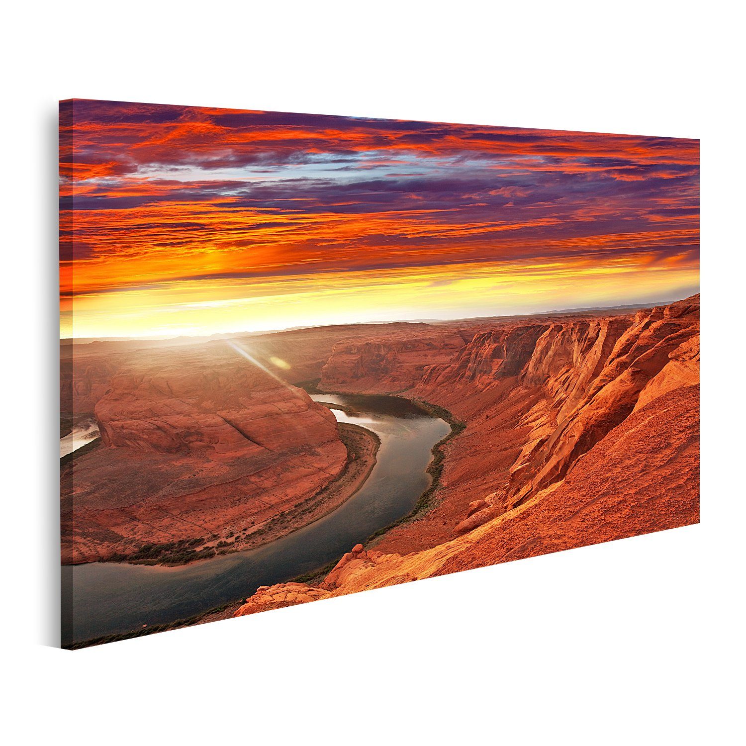 islandburner Leinwandbild Bild auf Leinwand Hufeisen Biegung Sonnenuntergang Wandbild Poster Kun
