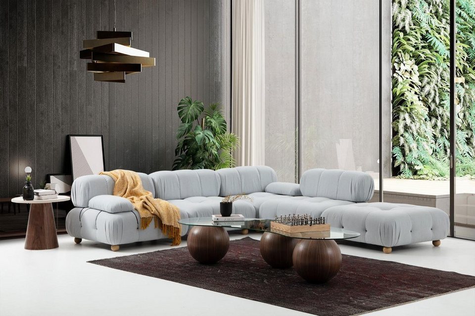 Xlmoebel Ecksofa Eckcouch Stoff Wohnzimmer Möbel Ecke Grau Modern