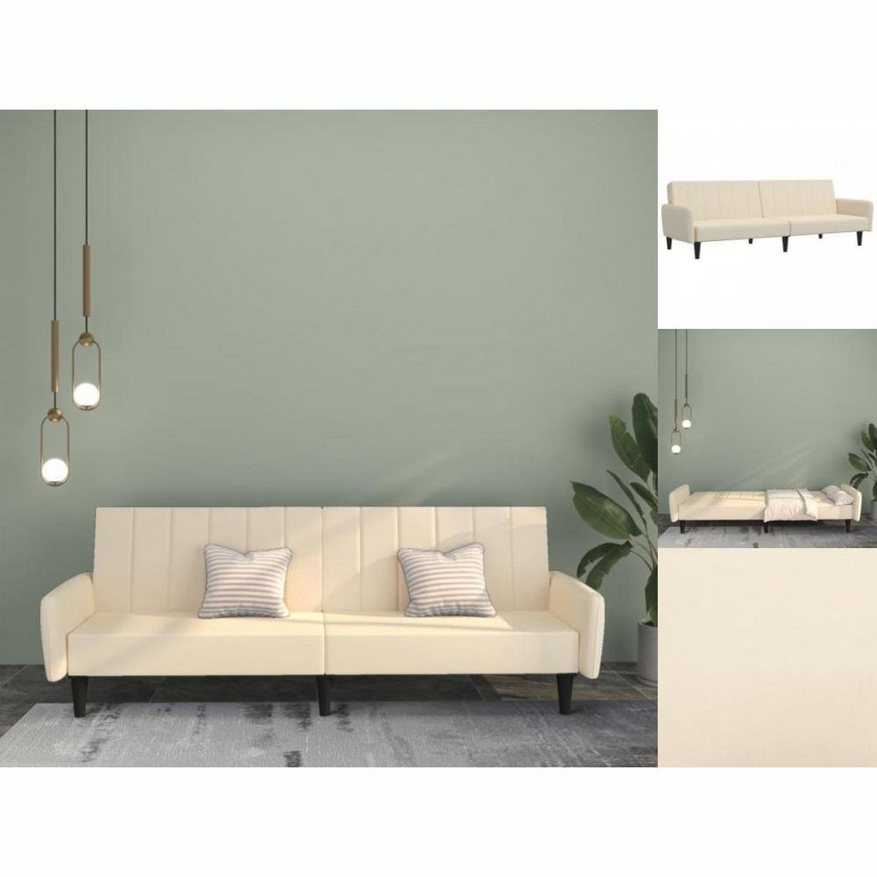 Vidaxl Sofa Schlafsofa 2 Sitzer Creme Samt Schlafcouch Schlaffunktion