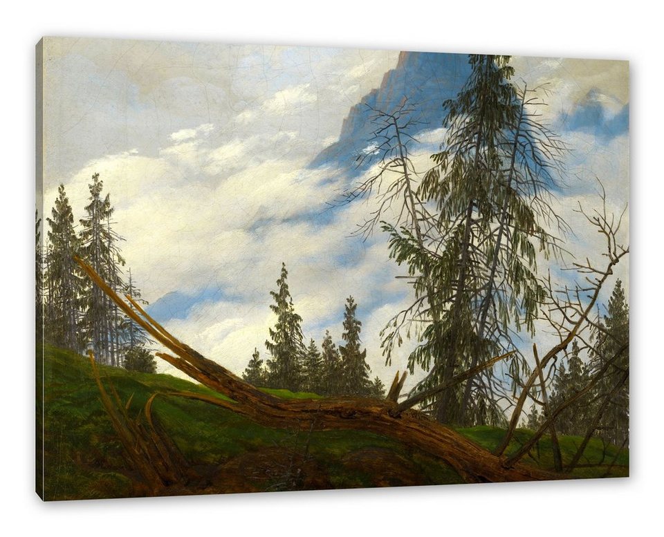 Pixxprint Leinwandbild Caspar David Friedrich Berggipfel Mit