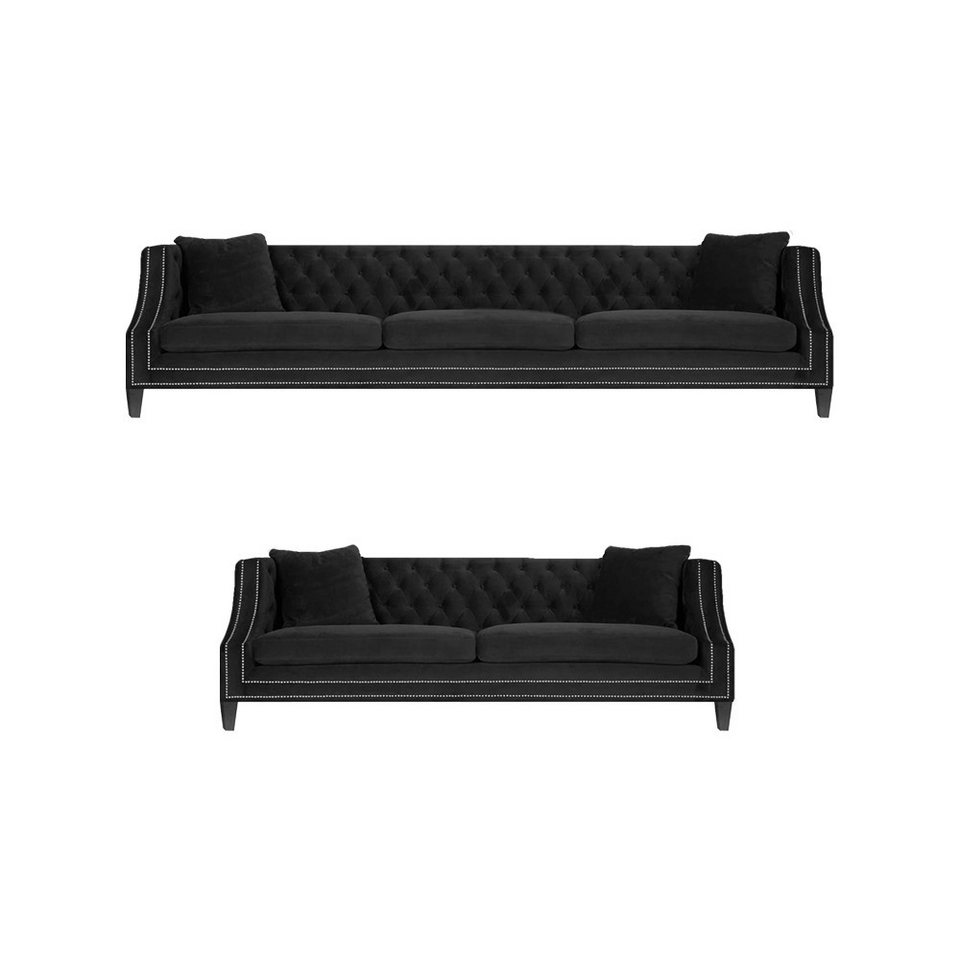Jvmoebel Wohnzimmer Set Sofa Komplett Chesterfield Schwarz 2x Sofas