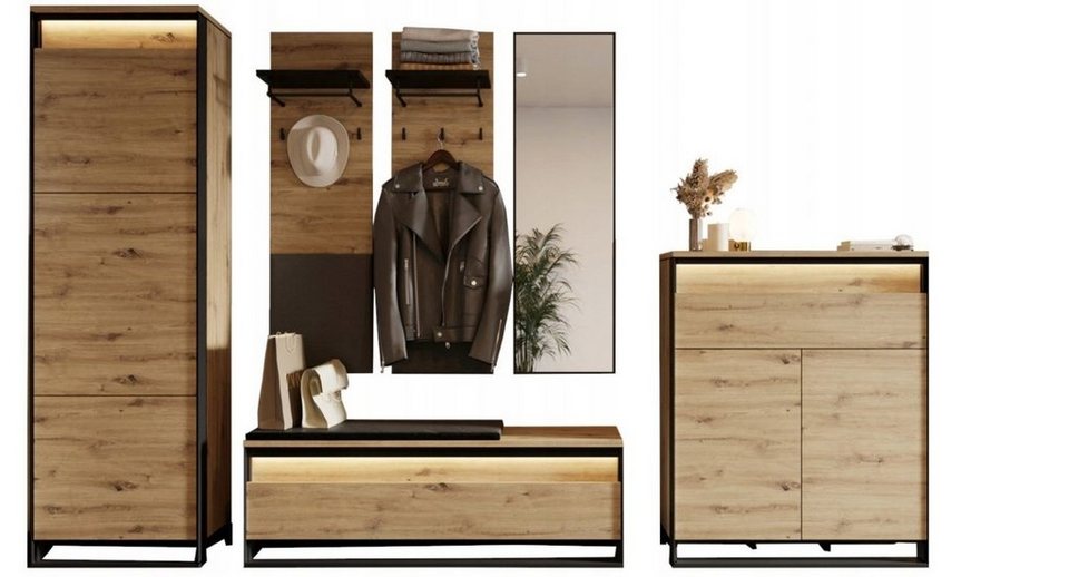 Compleo Garderoben Set Lima Kommode Schrank Schuhschrank 2x