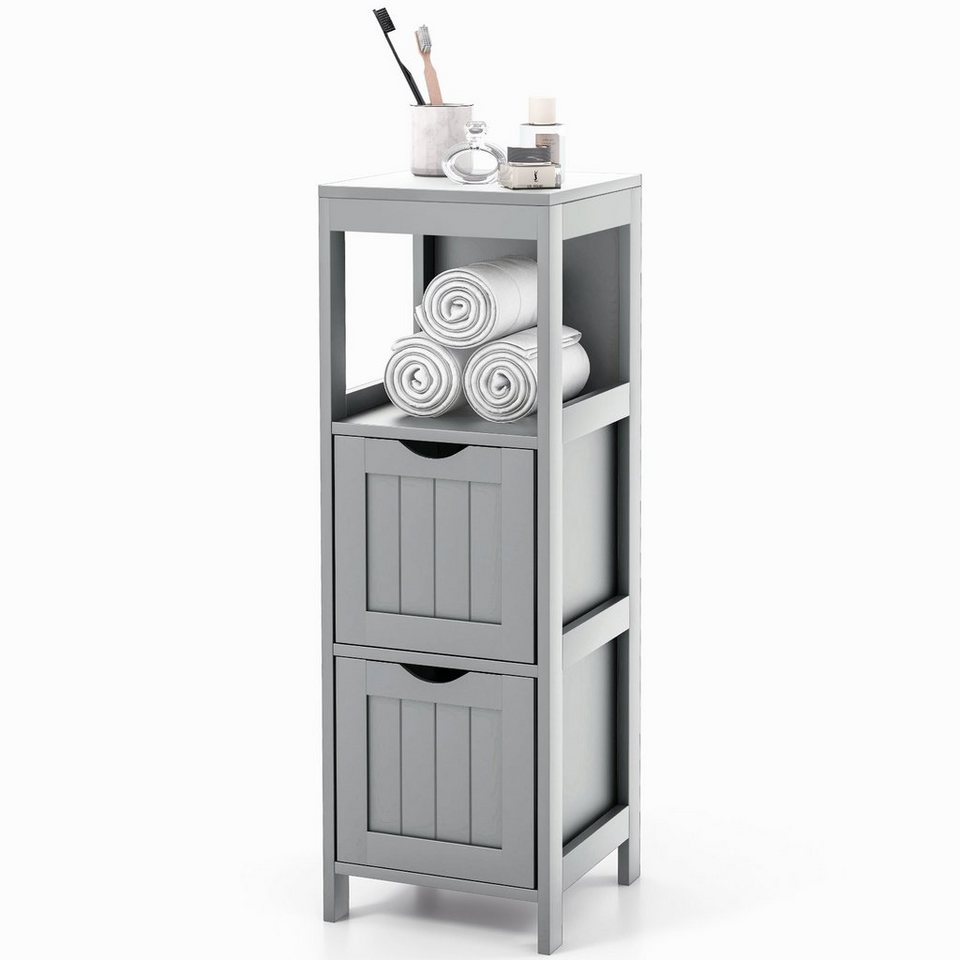 Costway Badkommode Badezimmerschrank Mit 2 Schubladen And Regal 30x30x90cm