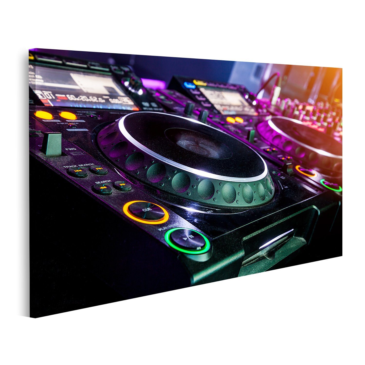 islandburner Leinwandbild Bild auf Leinwand Dj Cd Player und Mischpult im Nachtclub Wandbild Pos