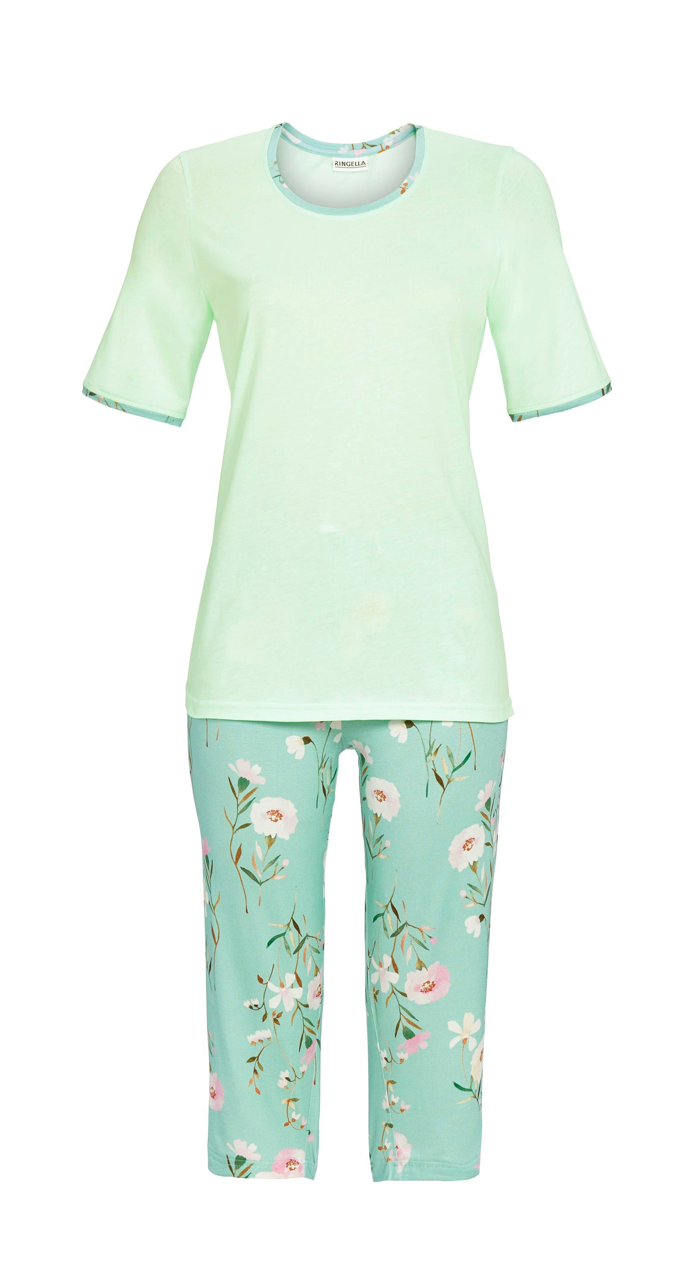 Ringella Pyjama mit Caprihose und unifarbigem Oberteil (2 tlg)