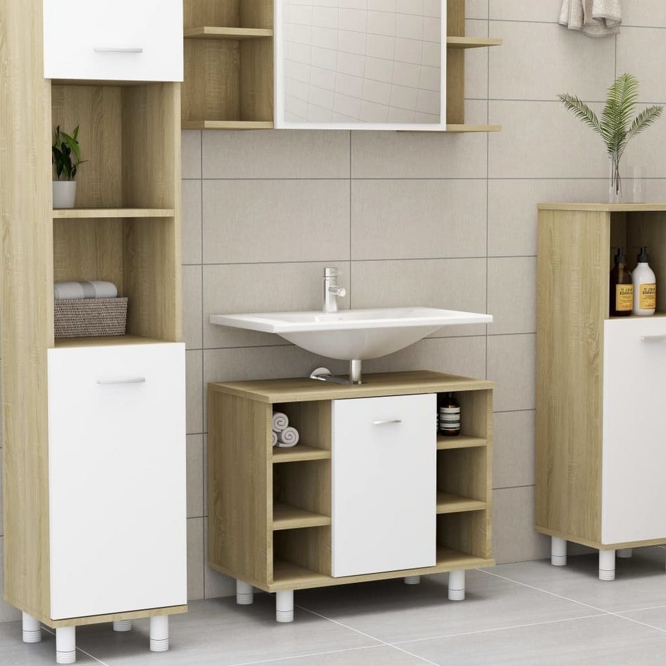 Möbelando Badezimmer Set Pabstorf Aus Spanplatte In Weiß Und Sonoma