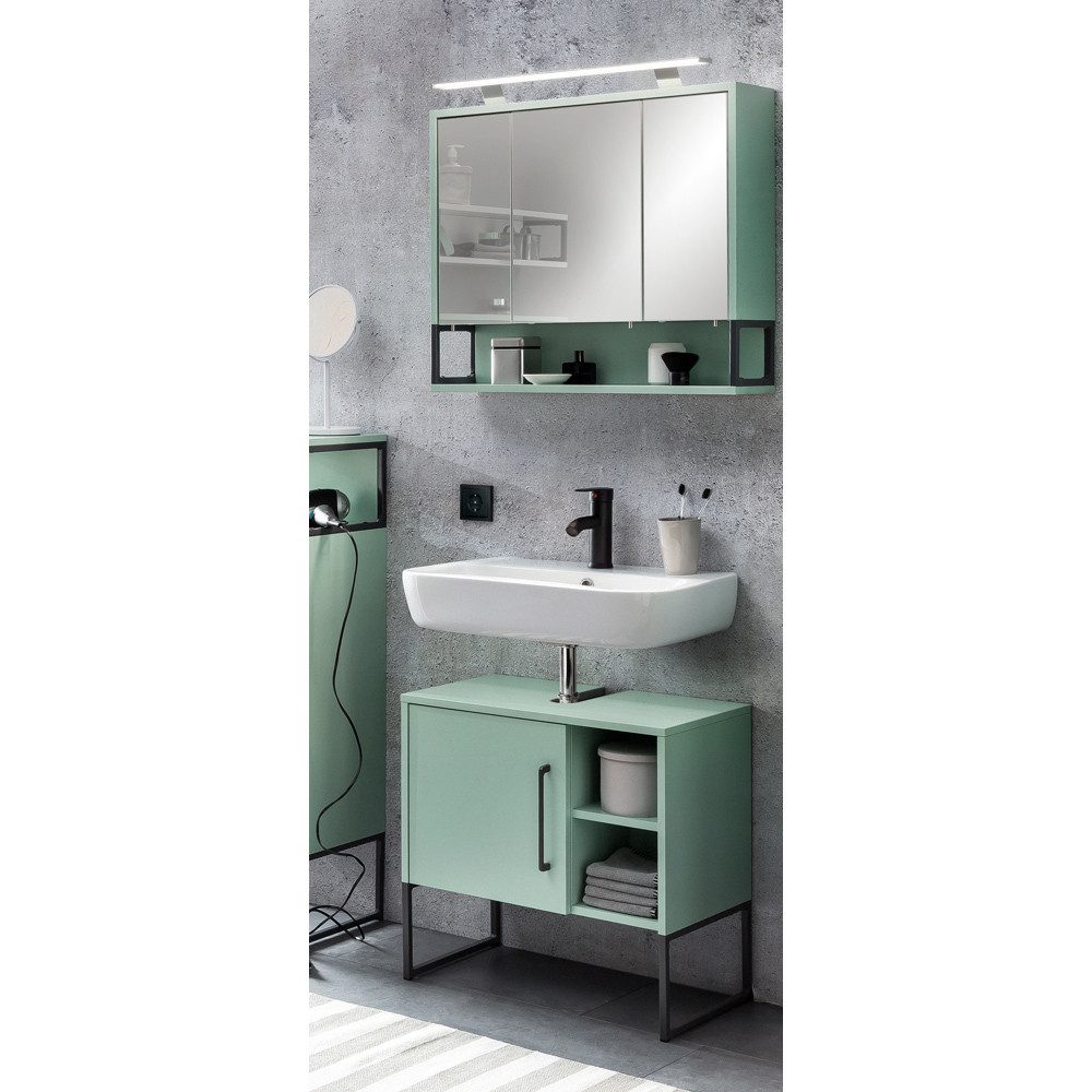 Lomadox Badmöbel Set Limoges Spar Set 2 St 80 In Mintgrün Mit Led