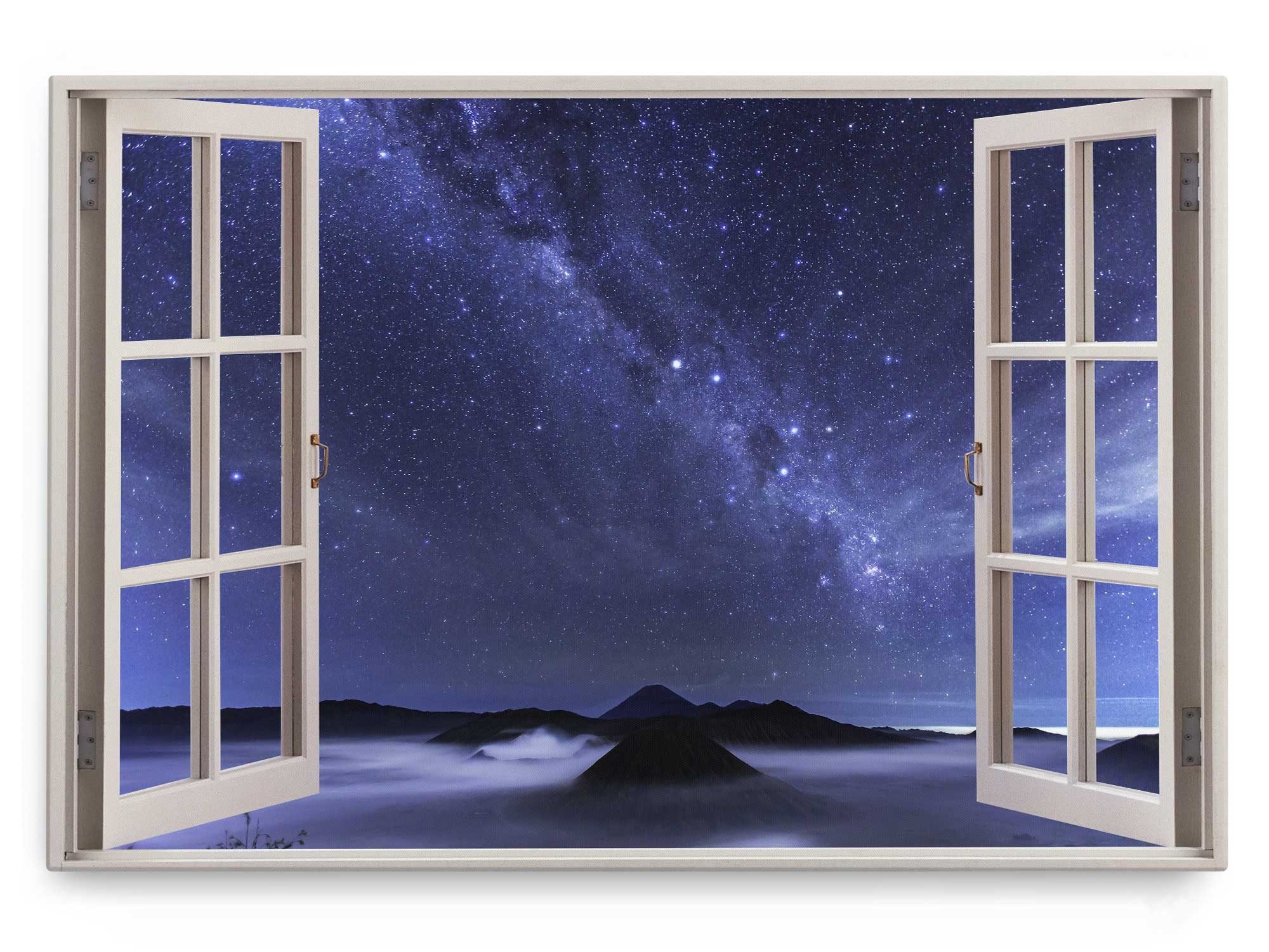 Sinus Art Leinwandbild Wandbild 120x80cm Fensterbild Milchstraße Astrofotografie Sterne Stern ...