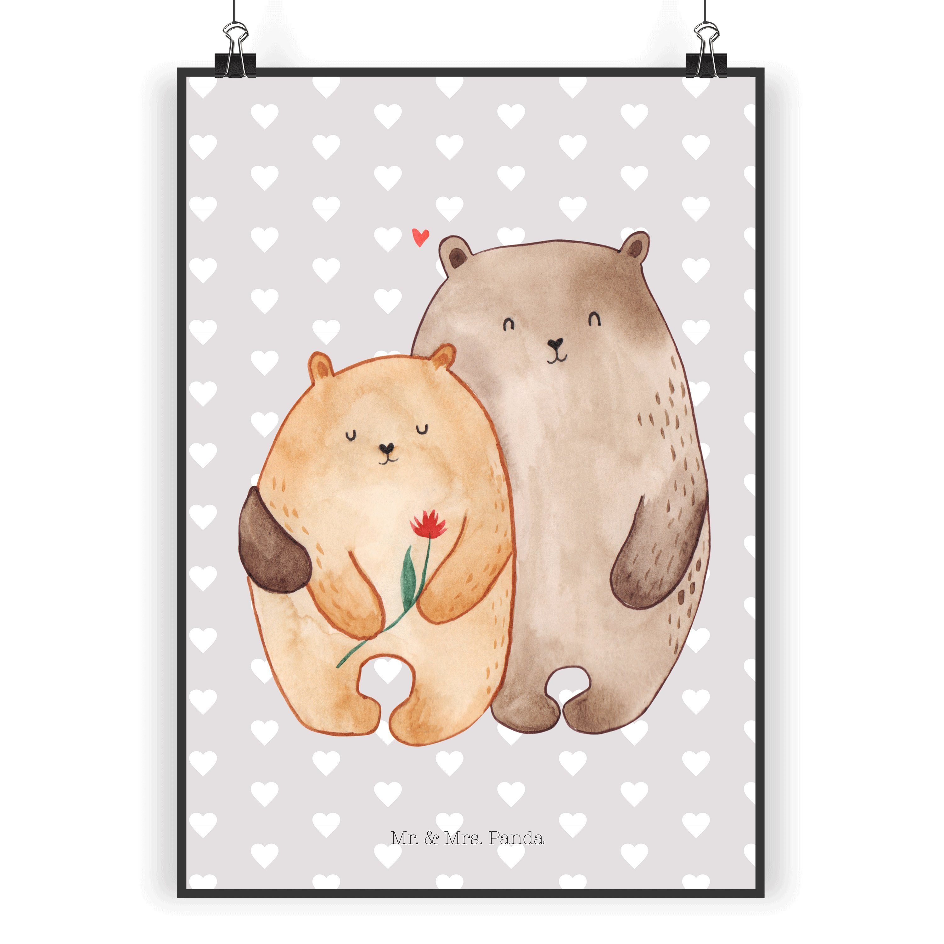 Mr And Mrs Panda Poster Din A4 Bären Liebe Grau Pastell Geschenk