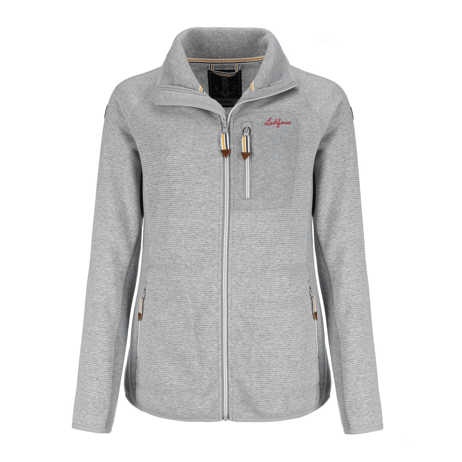 Leitfeuer Strickfleecejacke Damen Fleecejacke Gestreift Strickjacke