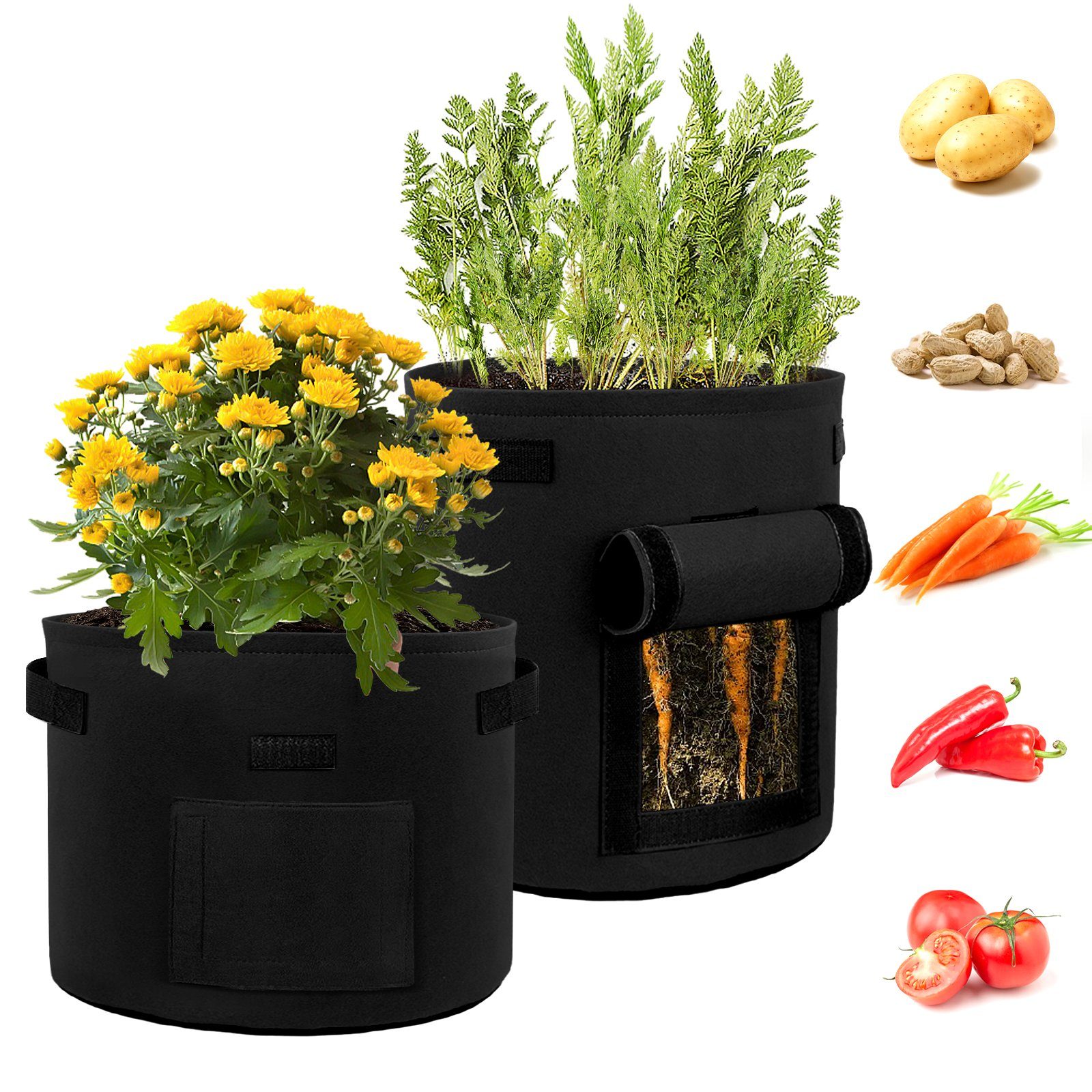 Sunjas Pflanzkübel 5er Pflanztasche 27l38l 710 Gallone Pflanzsack