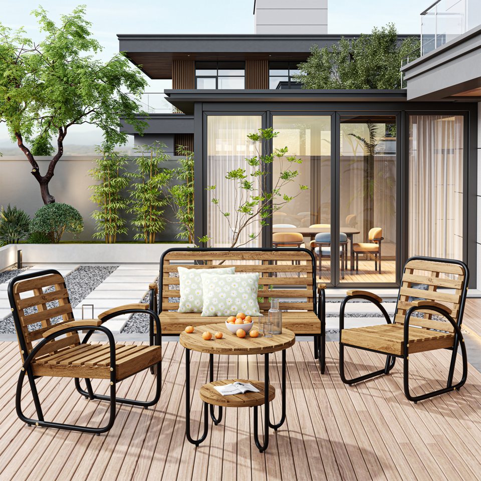 Klam Home Gartenlounge Set Gartenmöbel Set Für 4 Personen Aus